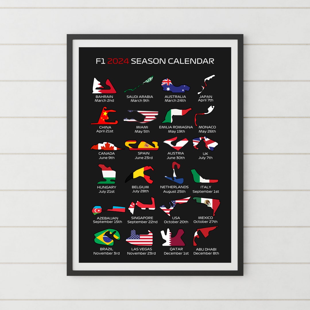 Formula 1 One 2024 Calendar F1 Wall Art Poster Circuits - Etsy France