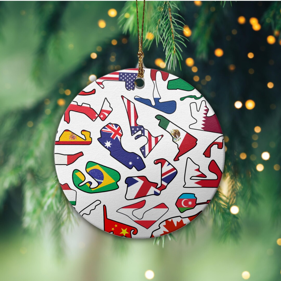 Formula Christmas Ornament, Flag Racing Tracks Gift, Ceramic Tree ...