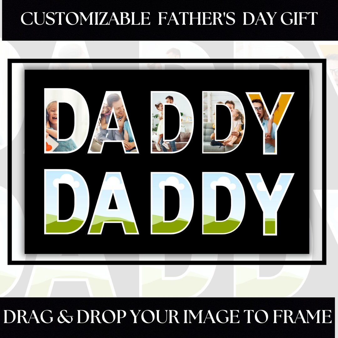 Daddy Photo Frame Collage, Custom Photo Display, Canva Editable Gift ...