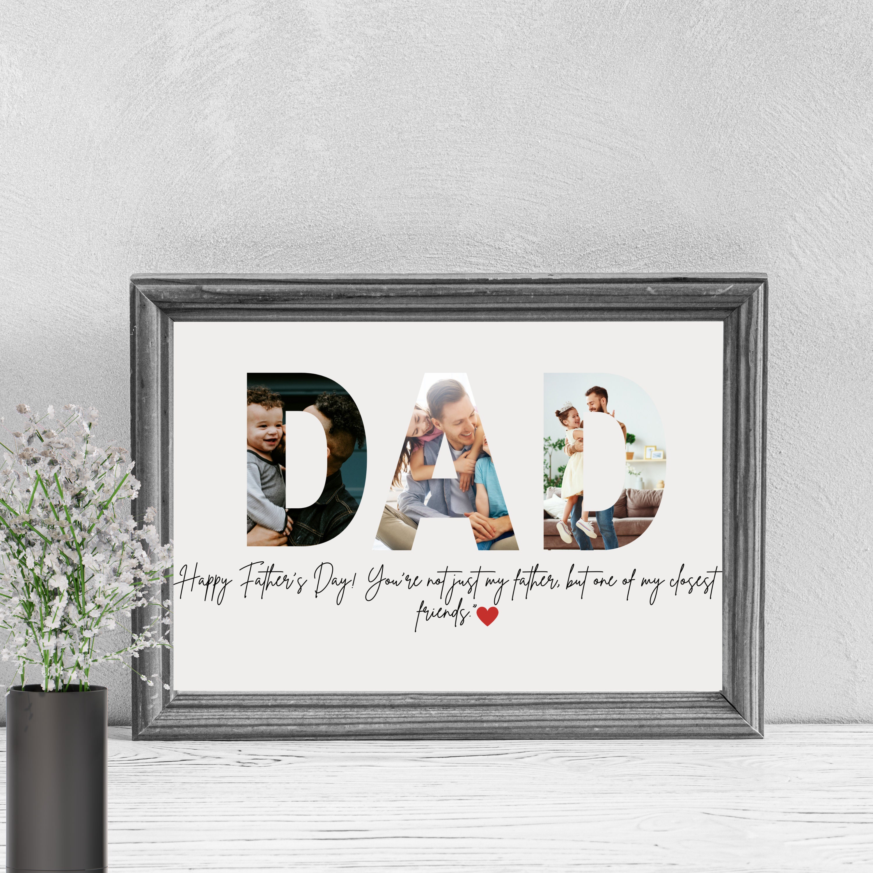 Daddy Photo Frame Collage, Custom Photo Display, Canva Editable Gift ...