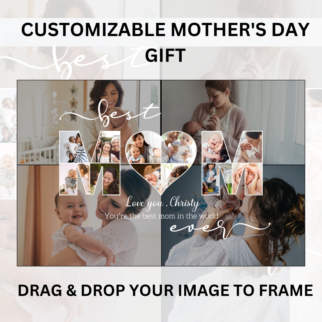 Mom Photo Frame Collage, Custom Photo Display, Canva Editable Gift for ...