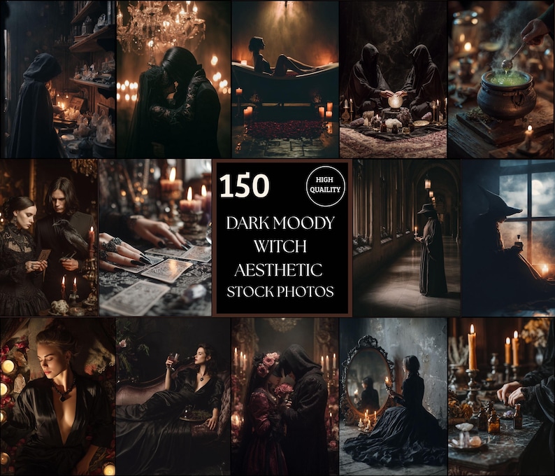 Dark Moody Witchcore Stock Photos, Gothic Halloween Aesthetic Bundle ...