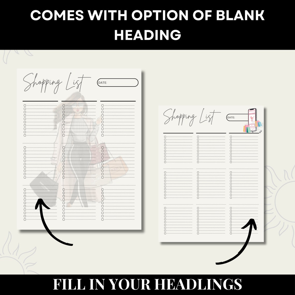 Editable Shopping List, Printable Shopping Checklist,printable Grocery ...