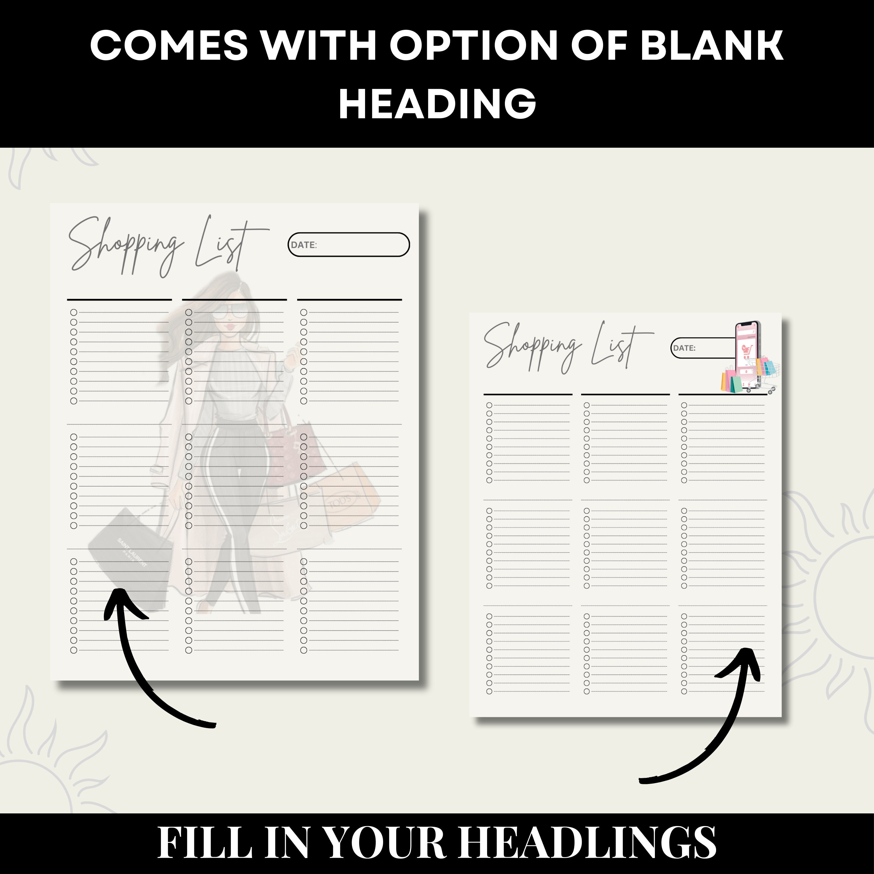 Editable Shopping List, Printable Shopping Checklist,printable Grocery ...