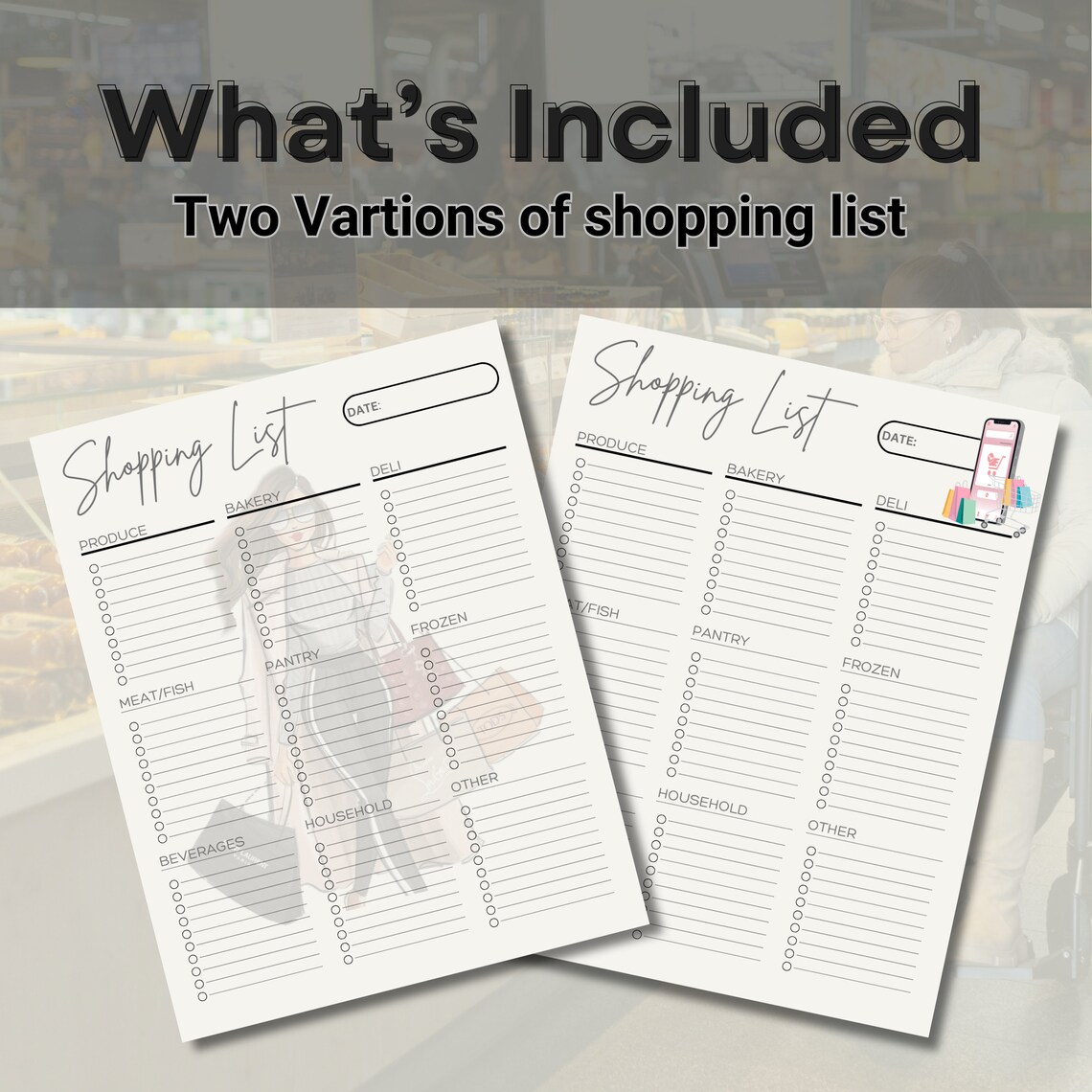 Editable Shopping List, Printable Shopping Checklist,printable Grocery ...