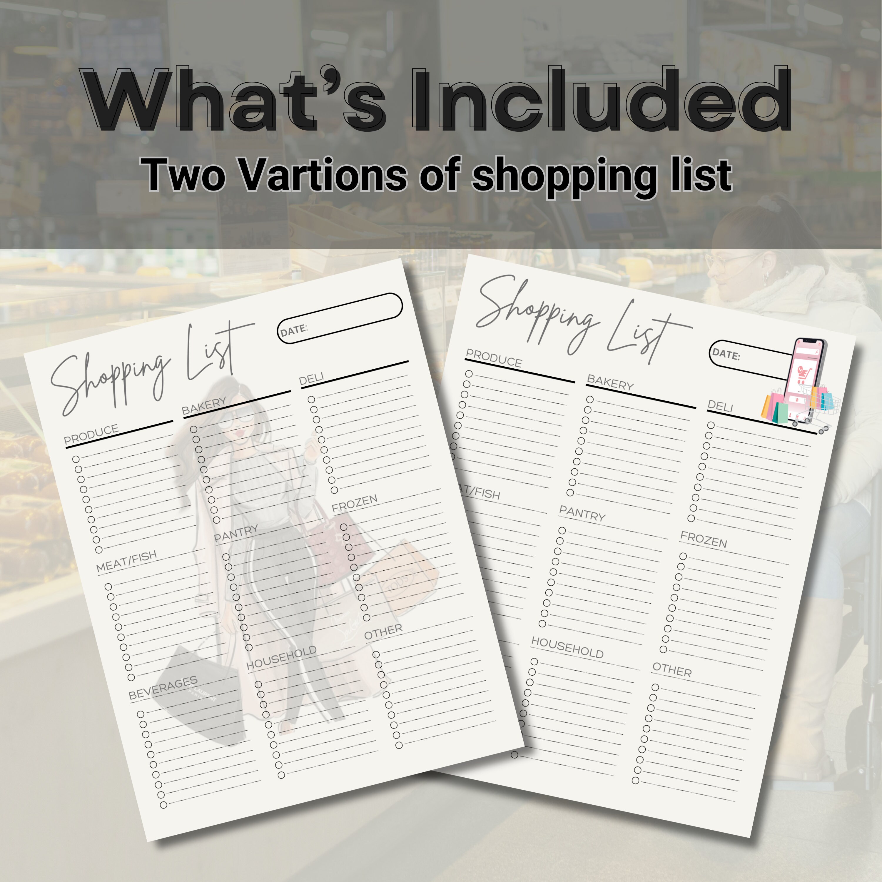 Editable Shopping List, Printable Shopping Checklist,printable Grocery ...