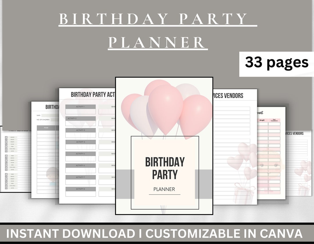 Printable Birthday Planner,birthday Party Organizer, Digital Birthday ...