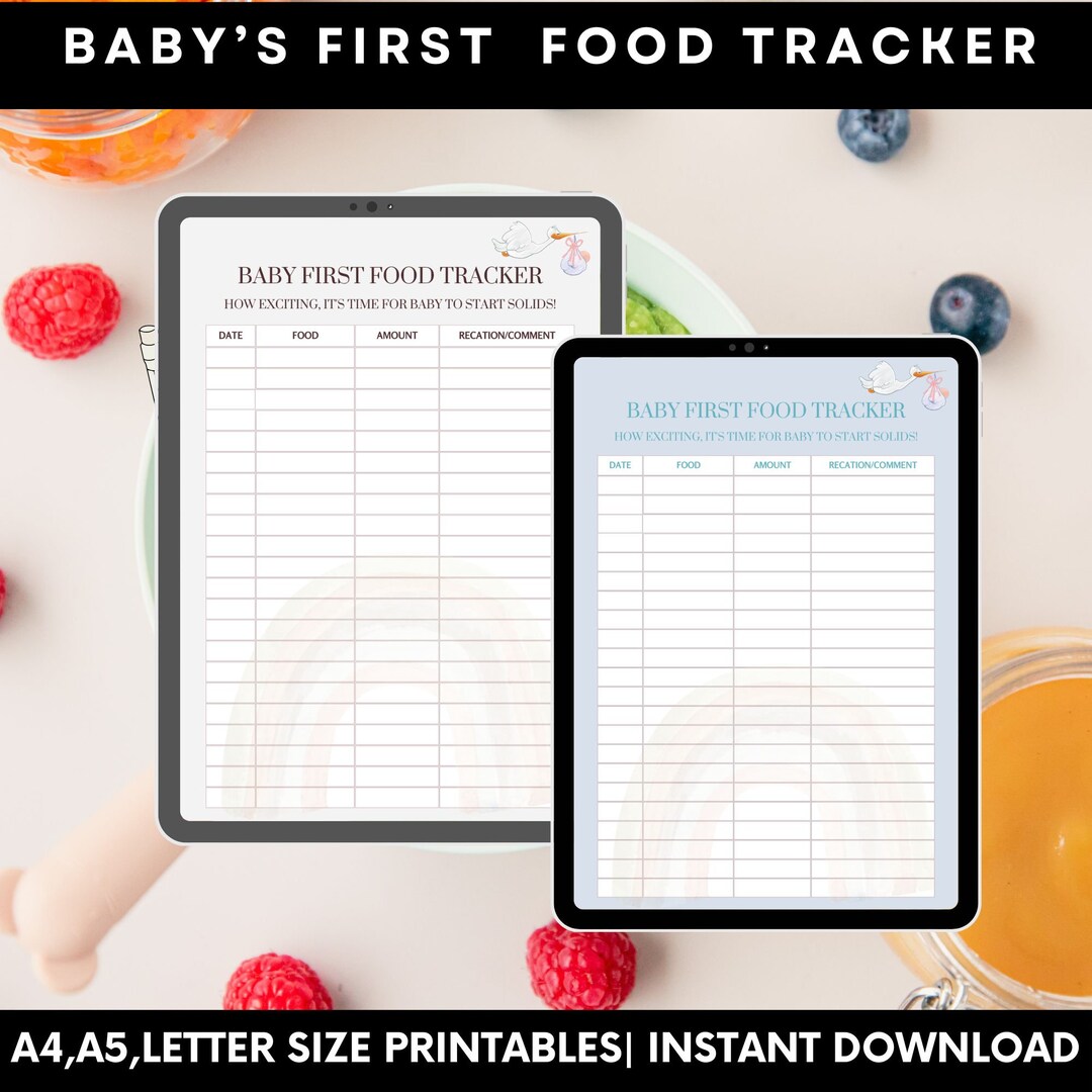 Baby's First Foods Tracker Printable, Baby Feeding Schedule, Baby ...