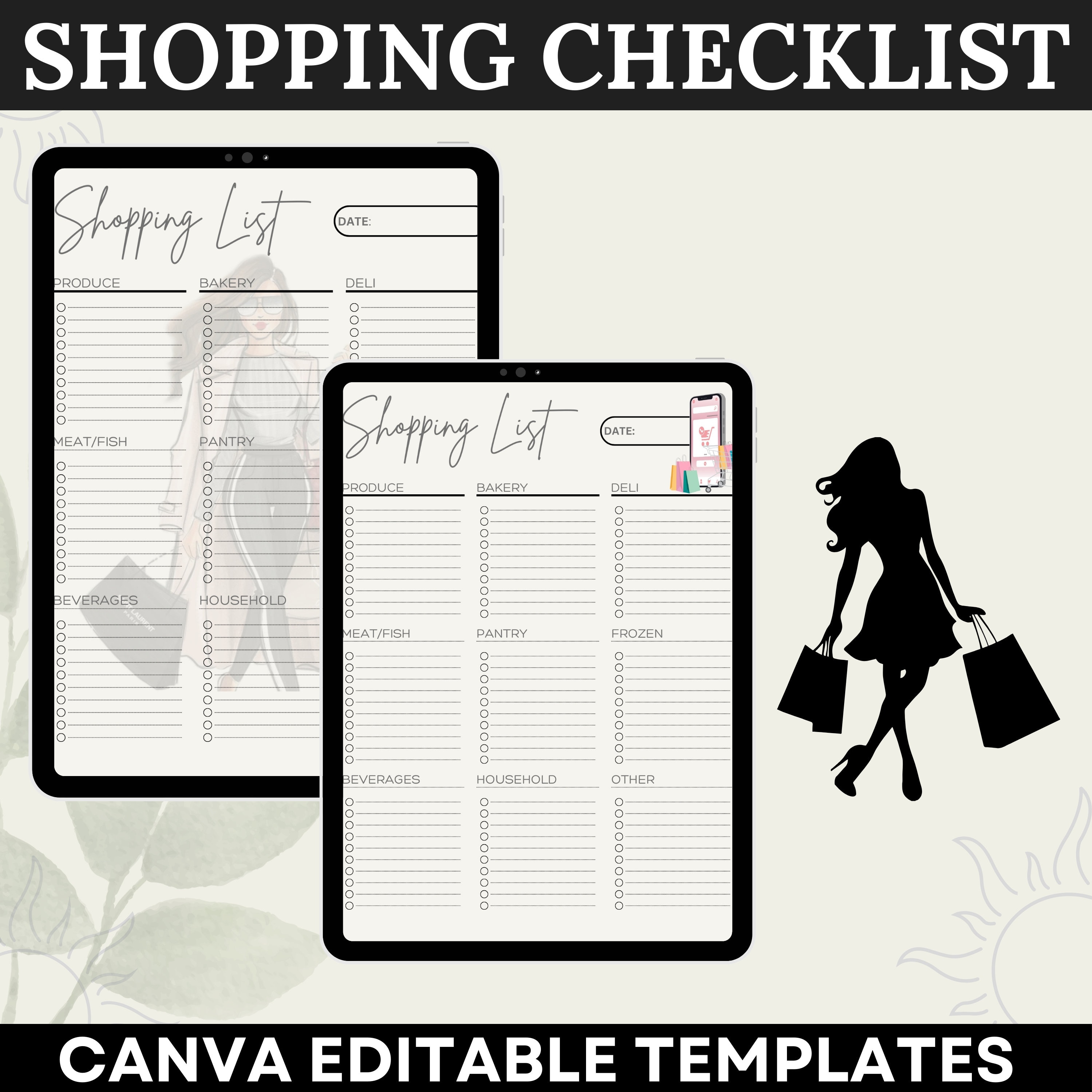 Editable Shopping List, Printable Shopping Checklist,printable Grocery ...