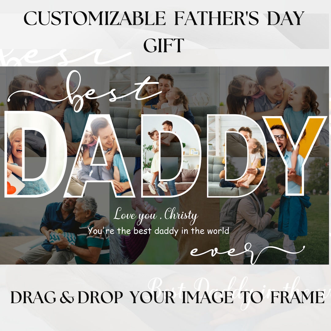 Daddy Photo Frame Collage, Custom Photo Display, Canva Editable Gift ...