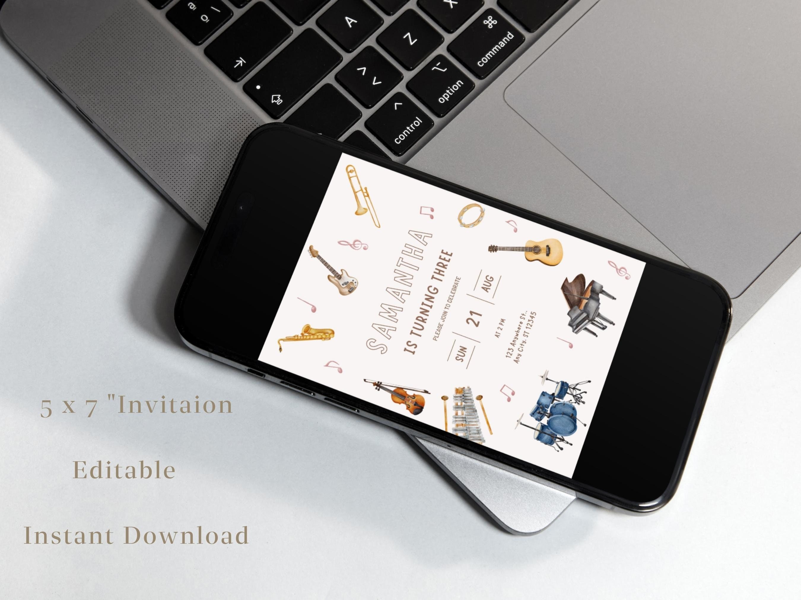 Editable Music Birthday Invitation Canva Template Musical - Etsy