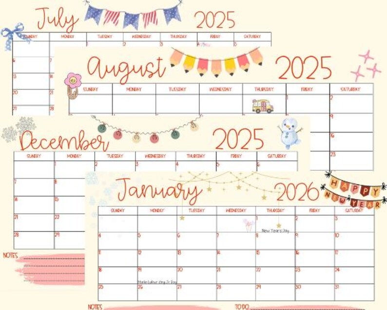 2025-2026 Calendar July-june - Etsy