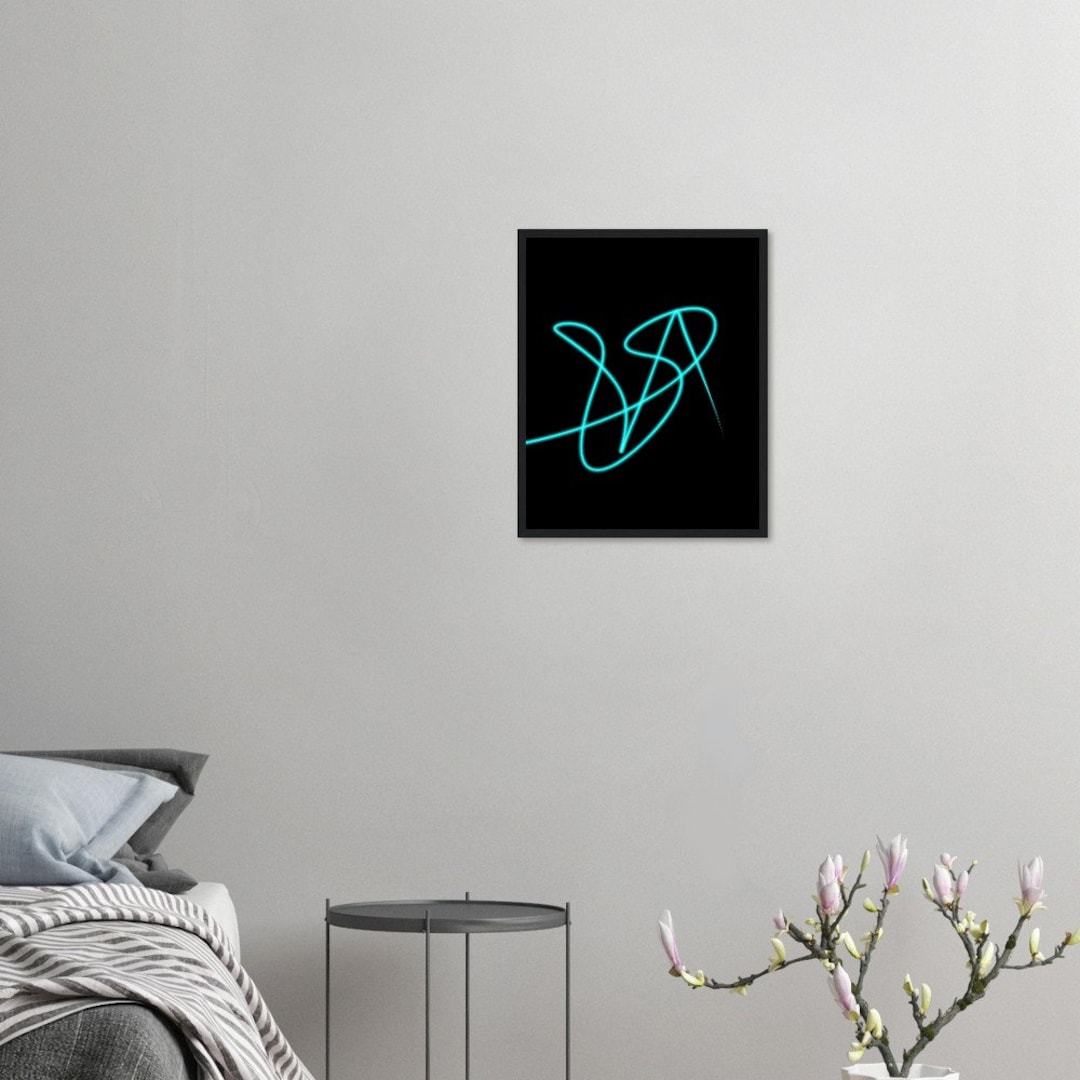 Neon Blue Wall Art Neon Wall Art Line Art Design 9 - Etsy