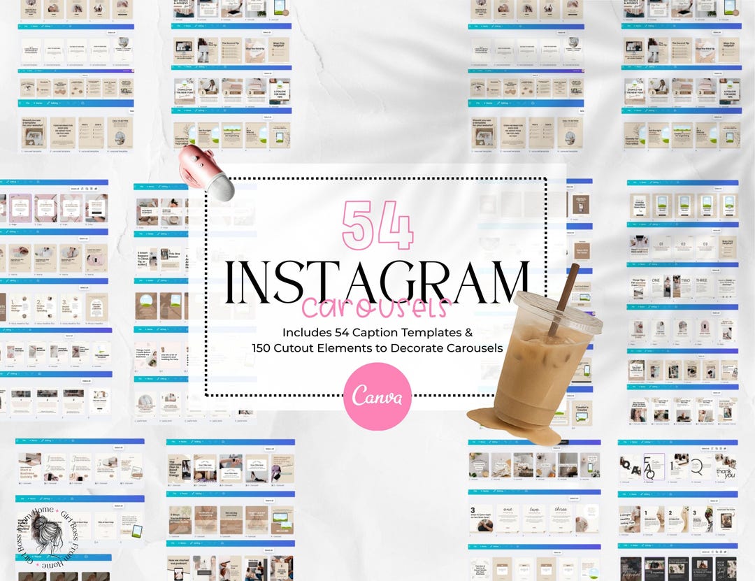 54 Carousel Canva Templates & Captions | 150+ Prop Cutouts | DFY ...
