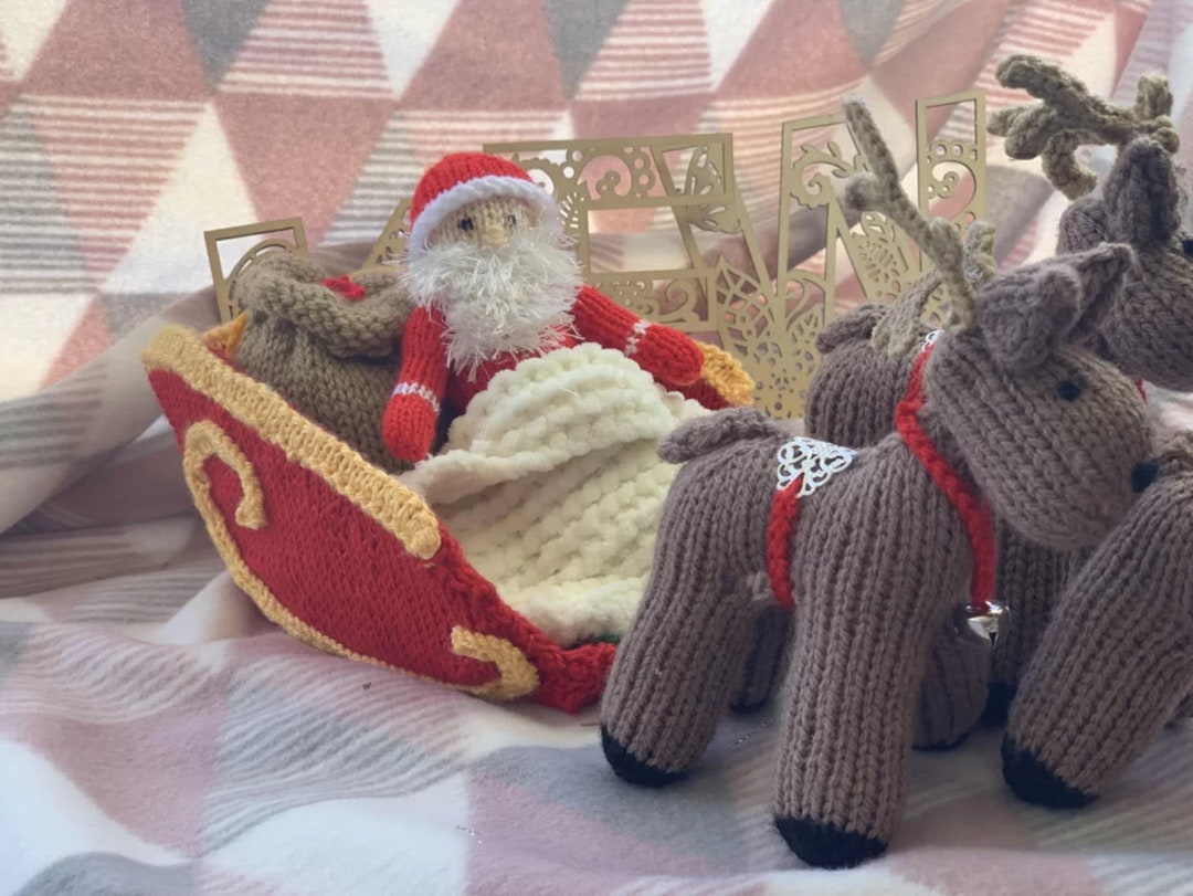 Pattern for Sleigh and Santa Knitting Pattern PDF knitting Instructions ...