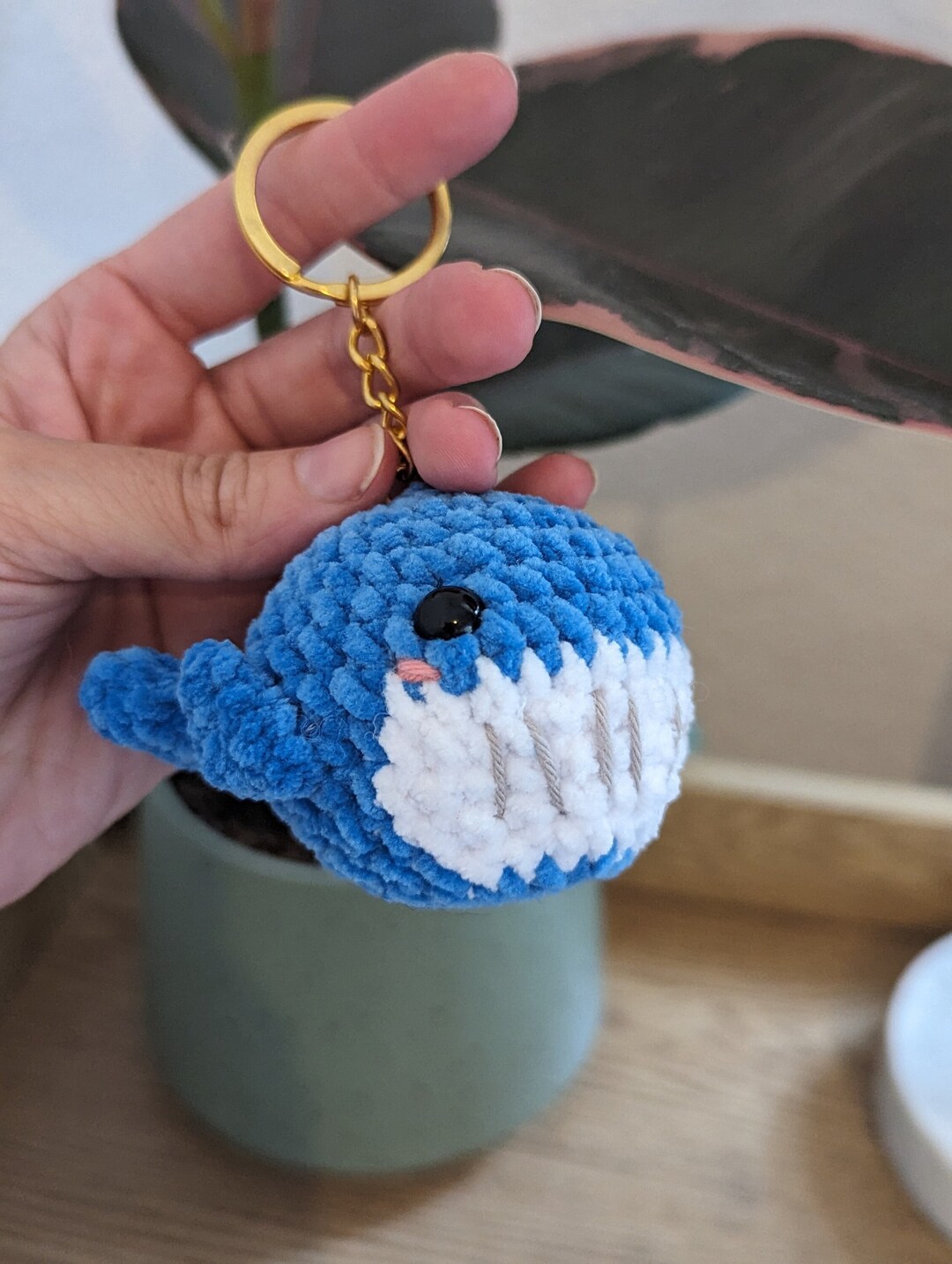 Soft Crochet Whale Keychain Plush Amigurumi in Chenille Yarn - Etsy