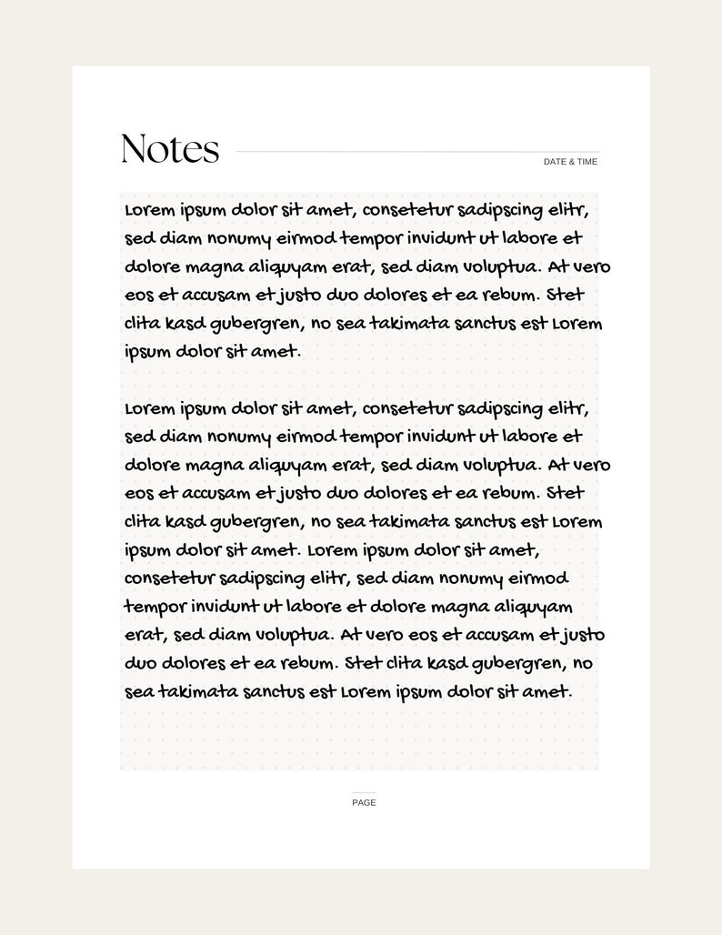 Printable Minimalist Notes Template Instant Digital Download - Etsy