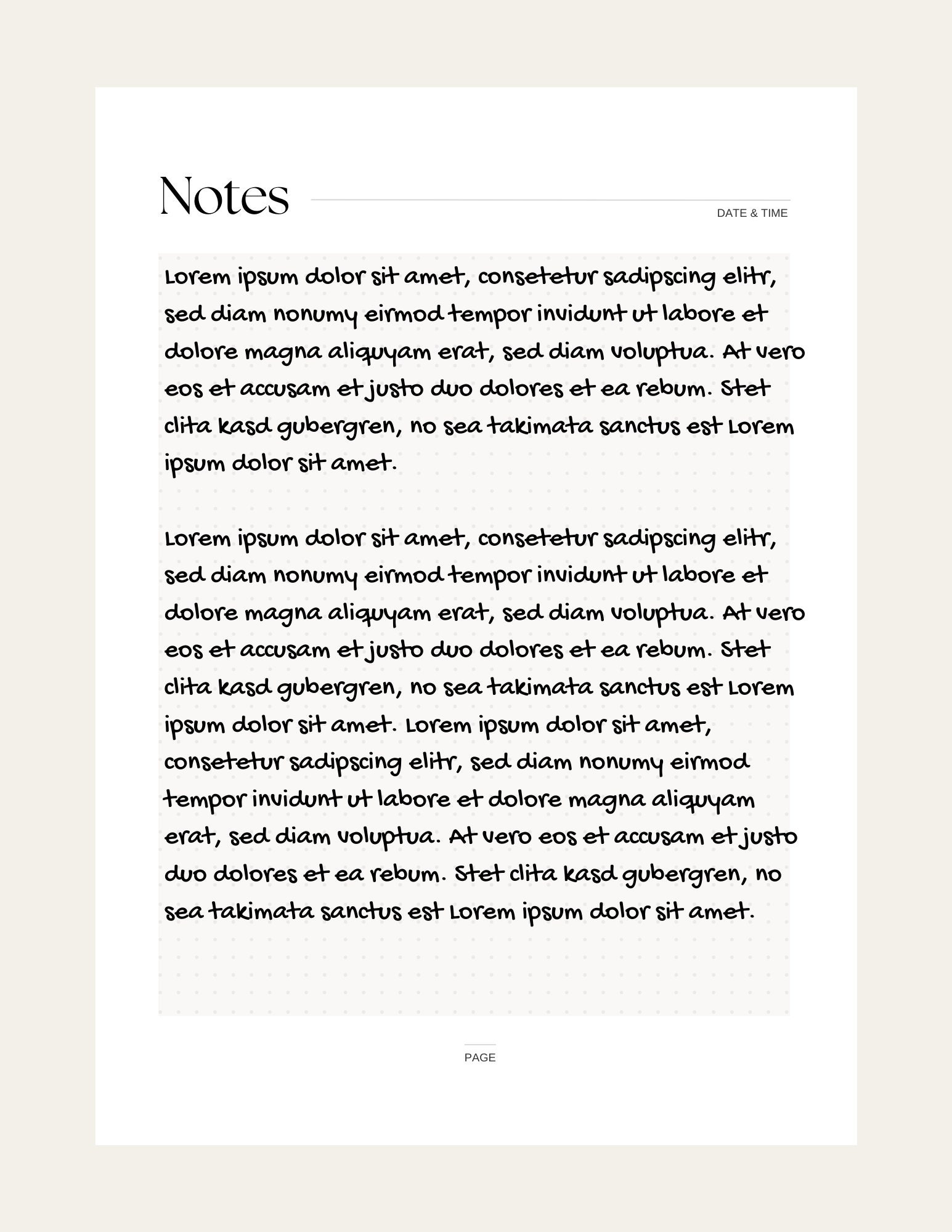 Printable Minimalist Notes Template Instant Digital Download - Etsy