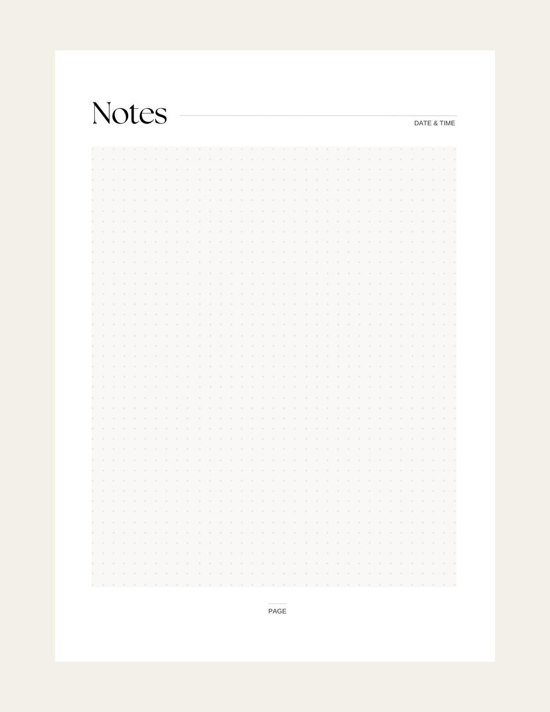 Printable Minimalist Notes Template Instant Digital Download - Etsy