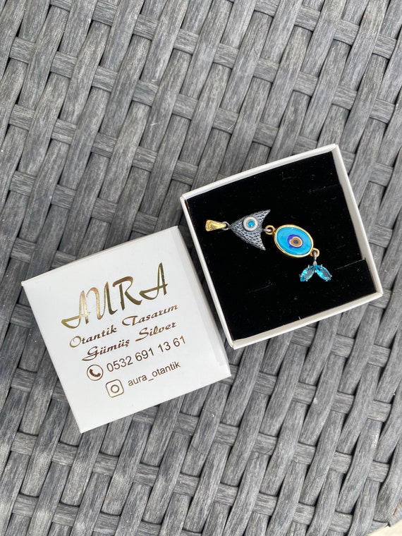 Turkish Evil Eye Fish Charm - Gem