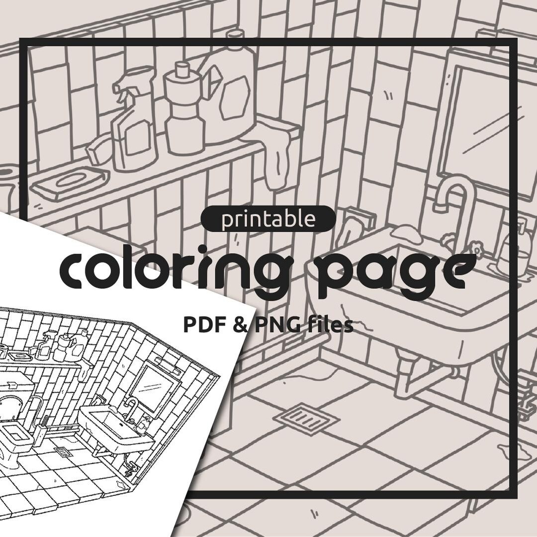 Printable Coloring Page for Adults - Apartments in Your 20s - Bathroom ...