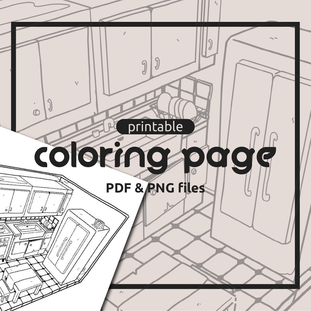 Printable Coloring Page for Adults - Apartments in Your 20s - Kitchen ...