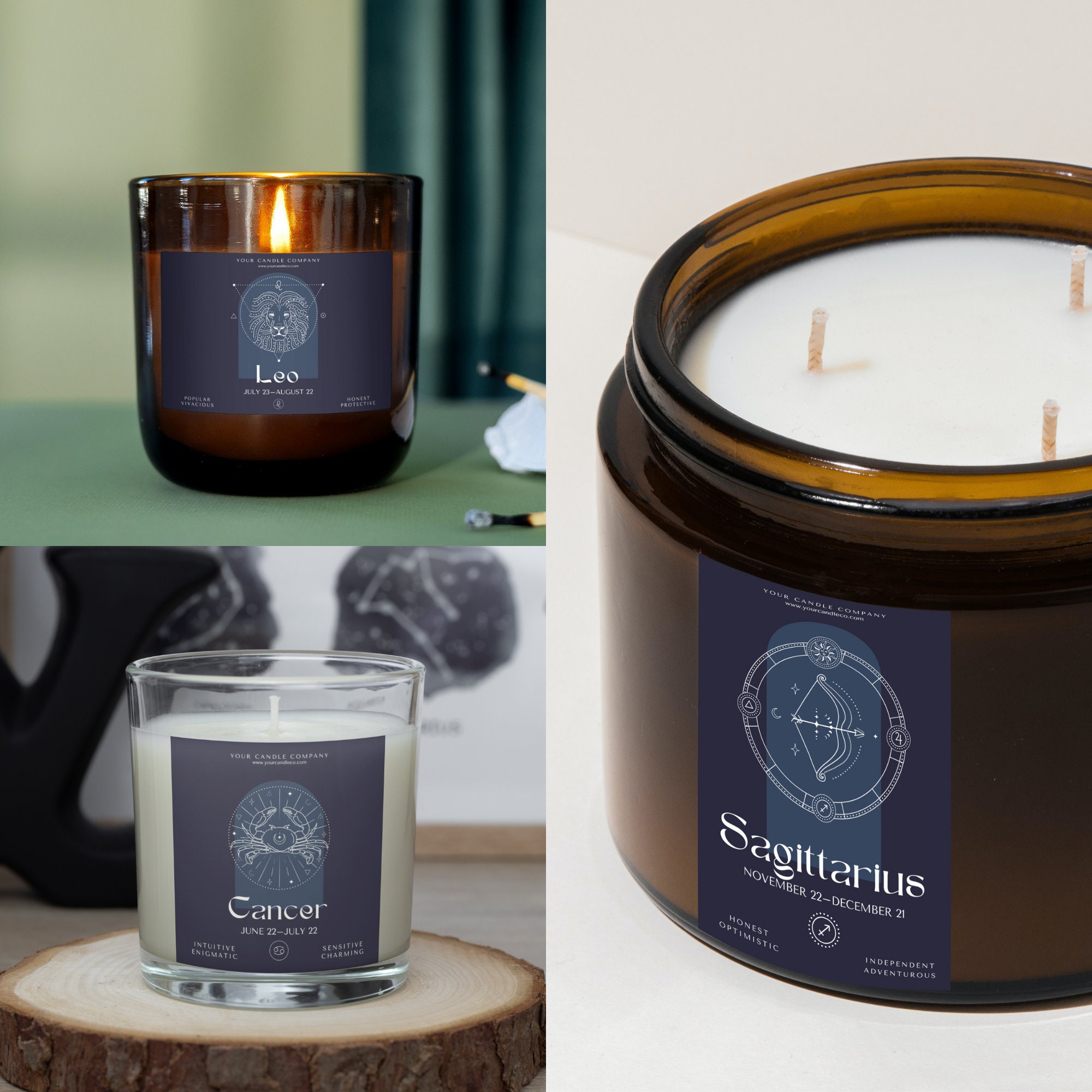 Zodiac Editable Canva Candle Label Template | Astrology Label Design ...