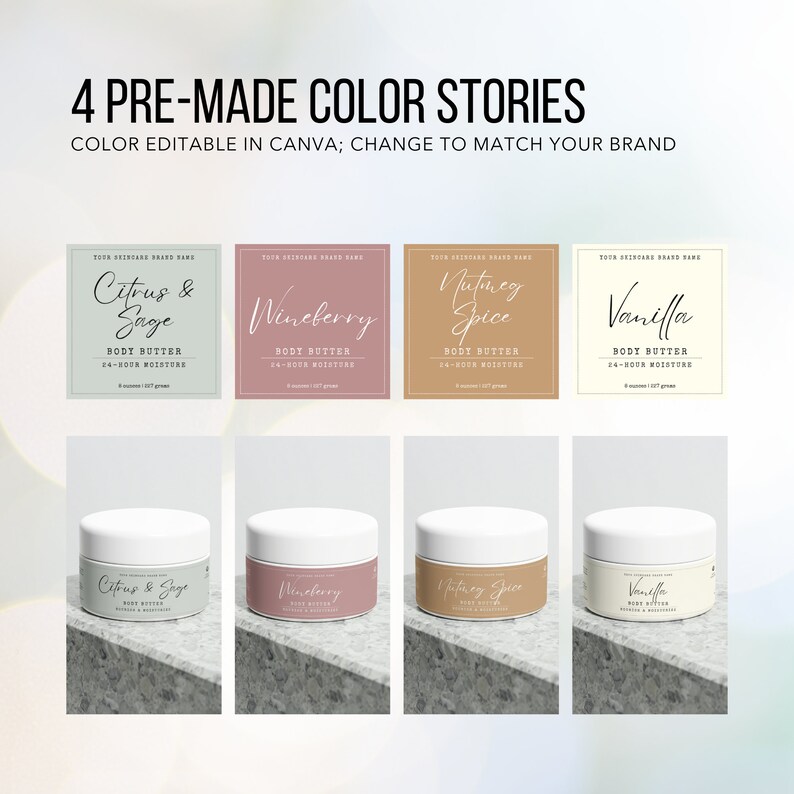 Soft Boho Editable Canva Jar Label Template | Skincare and Cosmetics ...