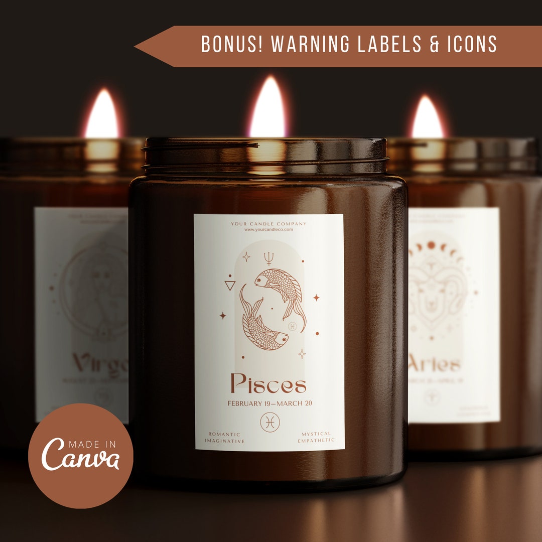 Zodiac Editable Canva Candle Label Template Astrology Label Design ...
