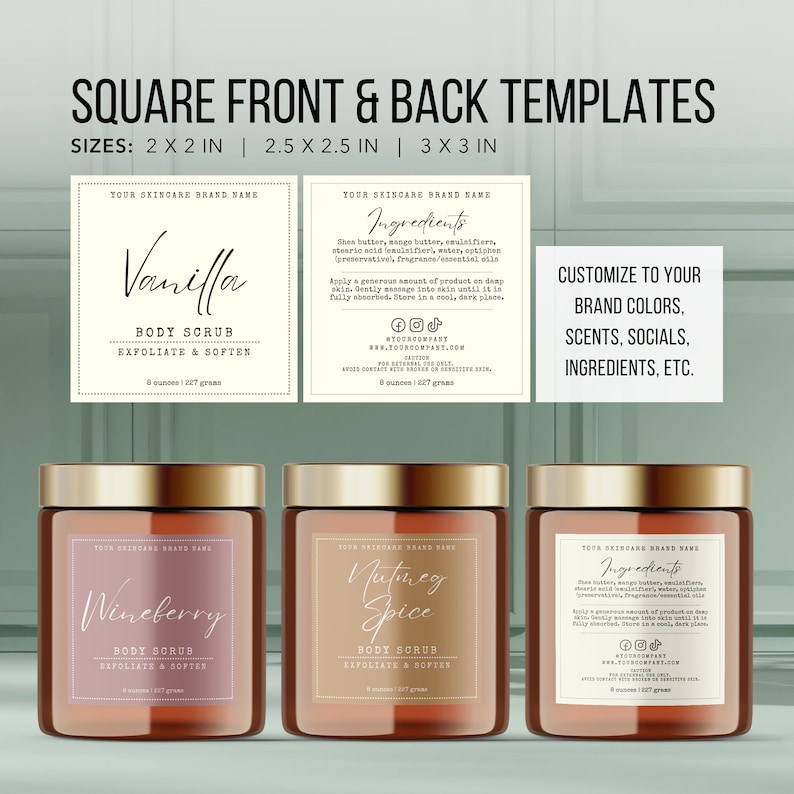 Soft Boho Editable Canva Jar Label Template | Skincare and Cosmetics ...