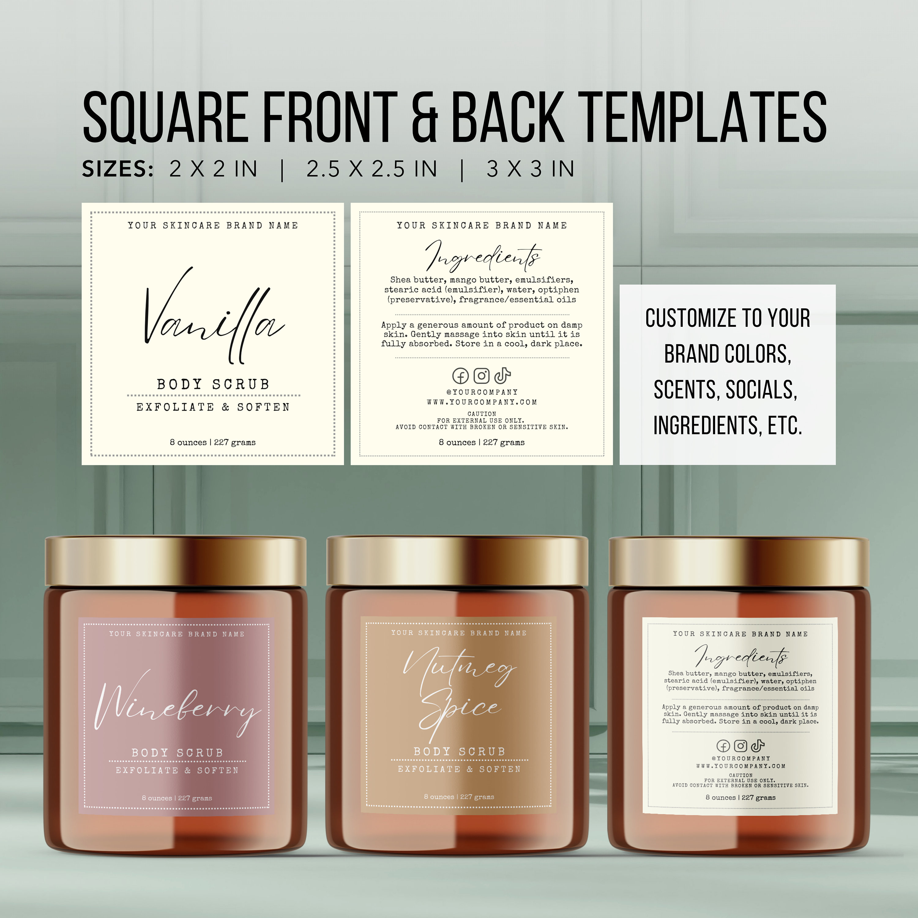 Soft Boho Editable Canva Jar Label Template | Skincare and Cosmetics ...