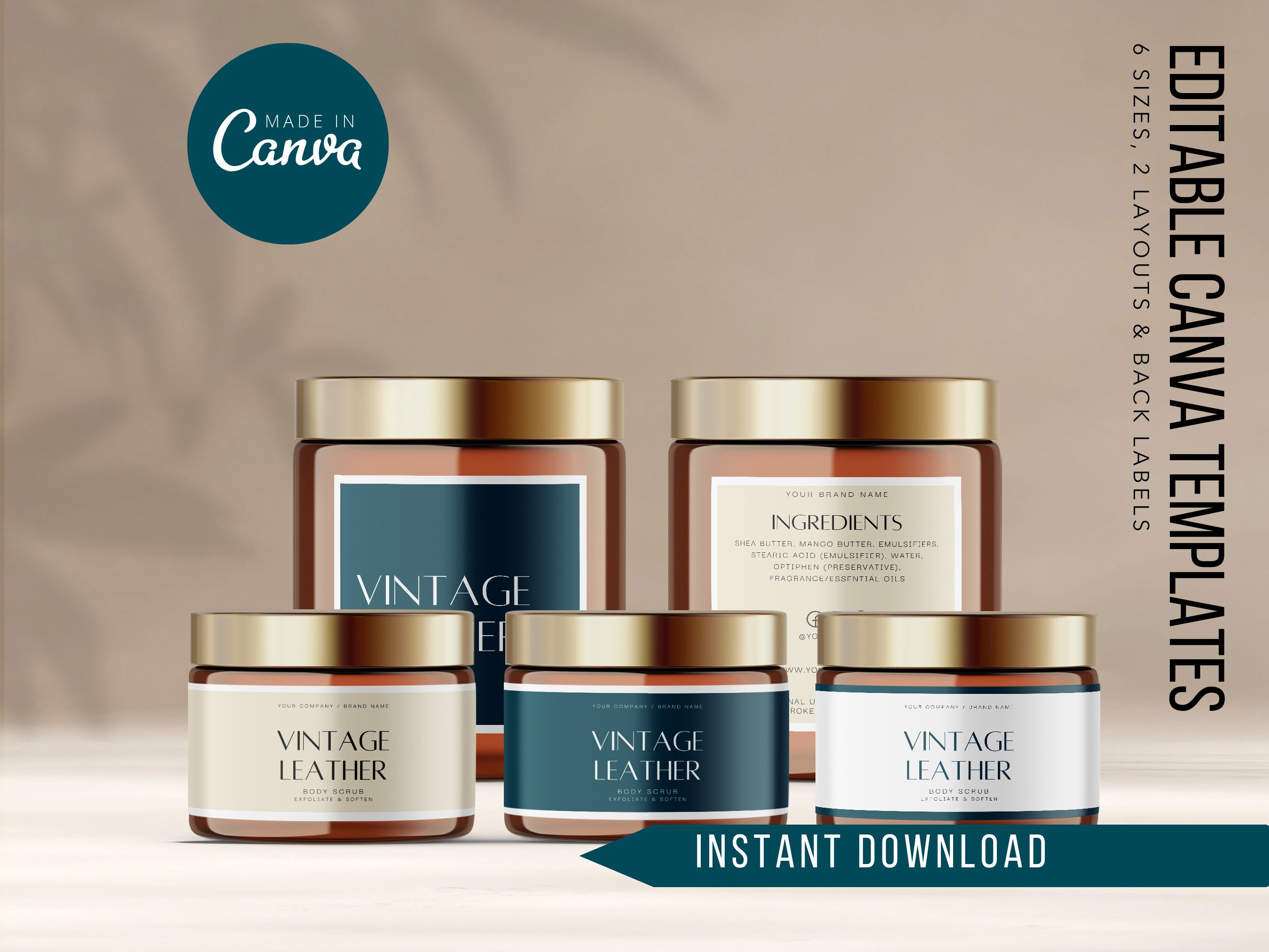 Modern Editable Canva Jar Label Template | Minimalist Skincare and ...