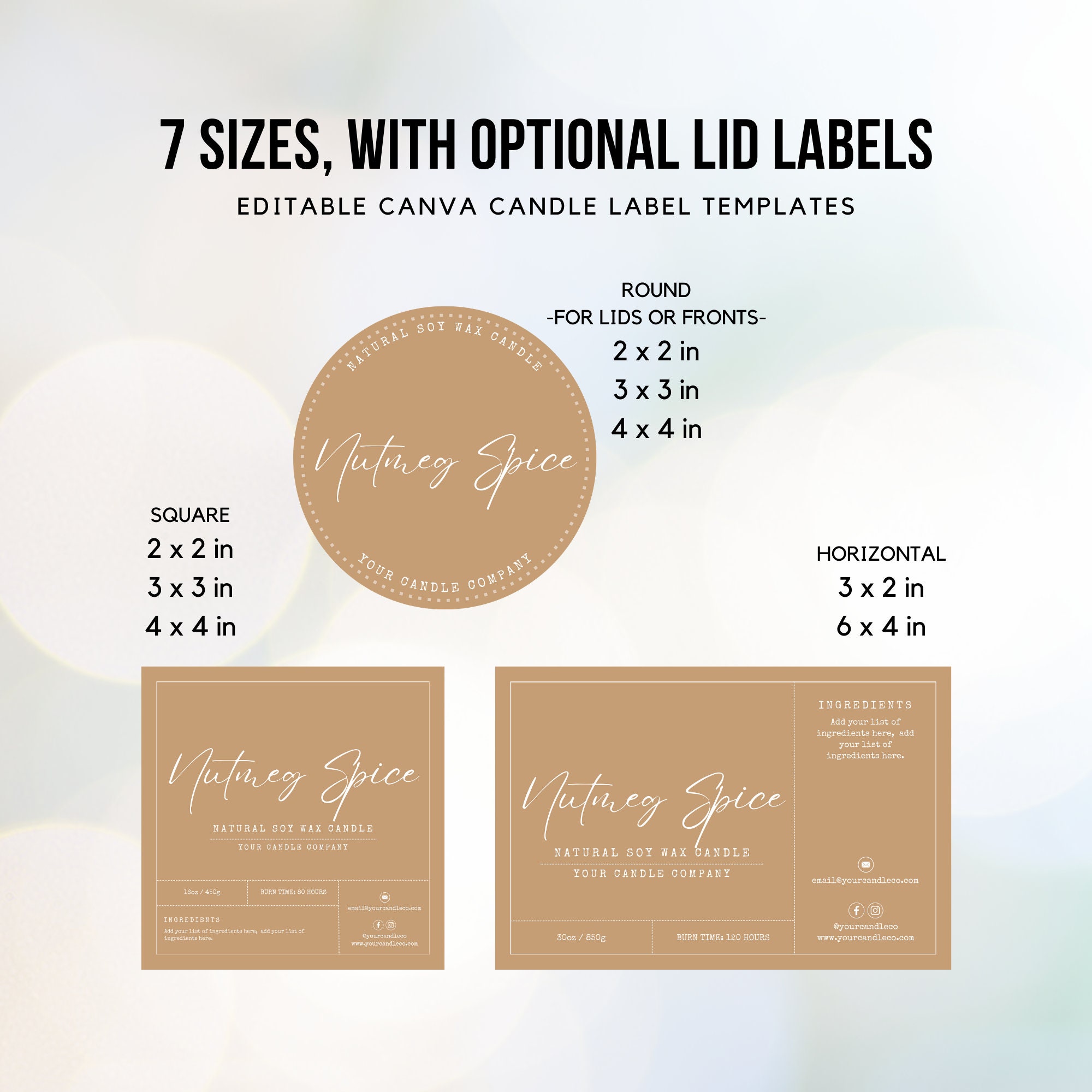 Soft Boho Editable Canva Candle Label Template | Simple Candle Label ...