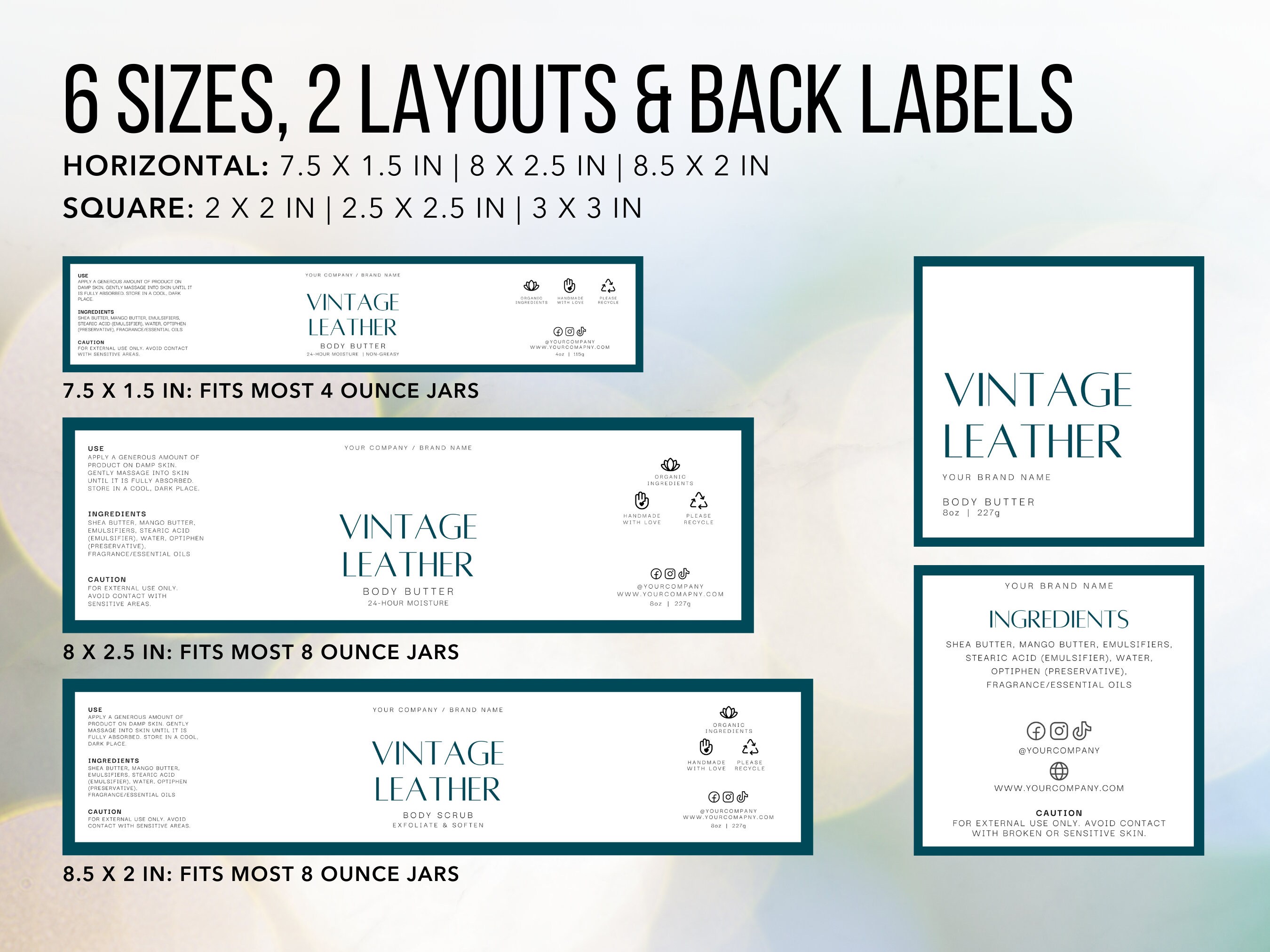 Modern Editable Canva Jar Label Template | Minimalist Skincare and ...