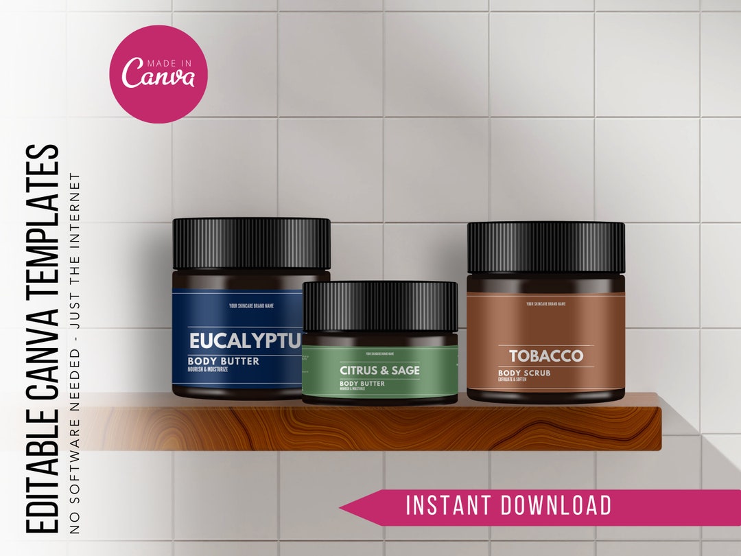 Bold Editable Canva Jar Label Template | Skincare and Cosmetics ...