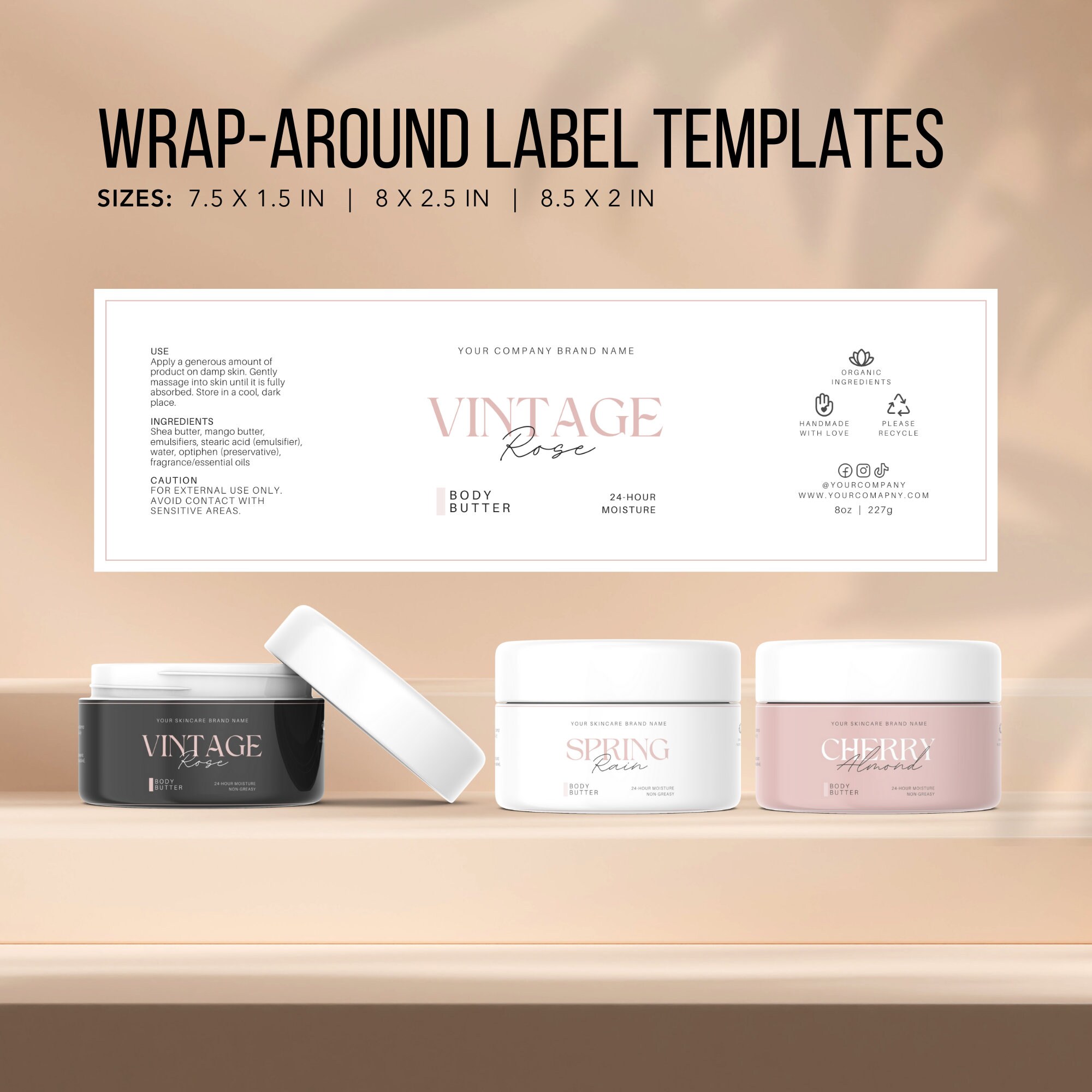 Elegant Editable Canva Jar Label Template | Skincare and Cosmetics ...