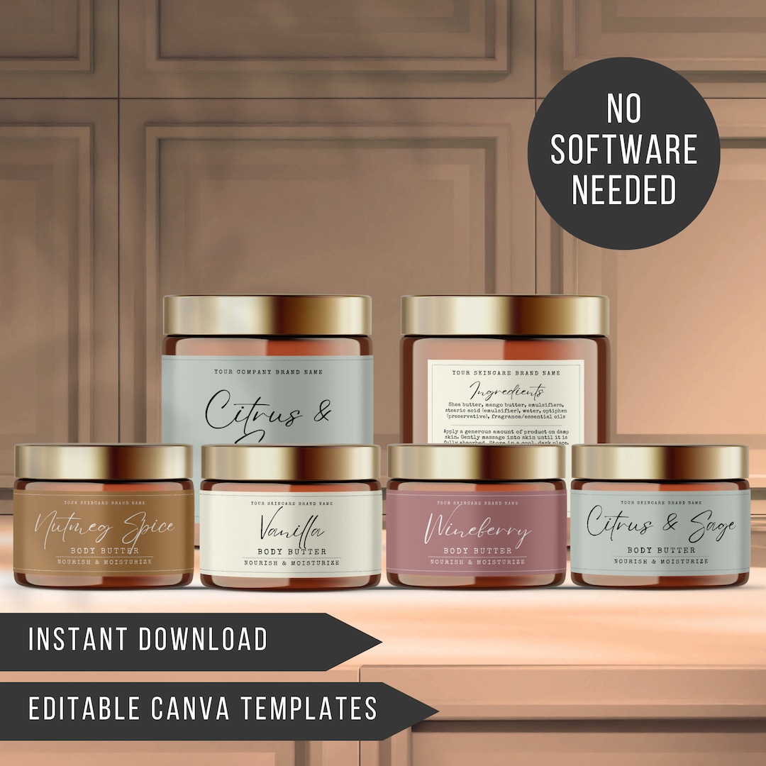 Soft Boho Editable Canva Jar Label Template | Skincare and Cosmetics ...