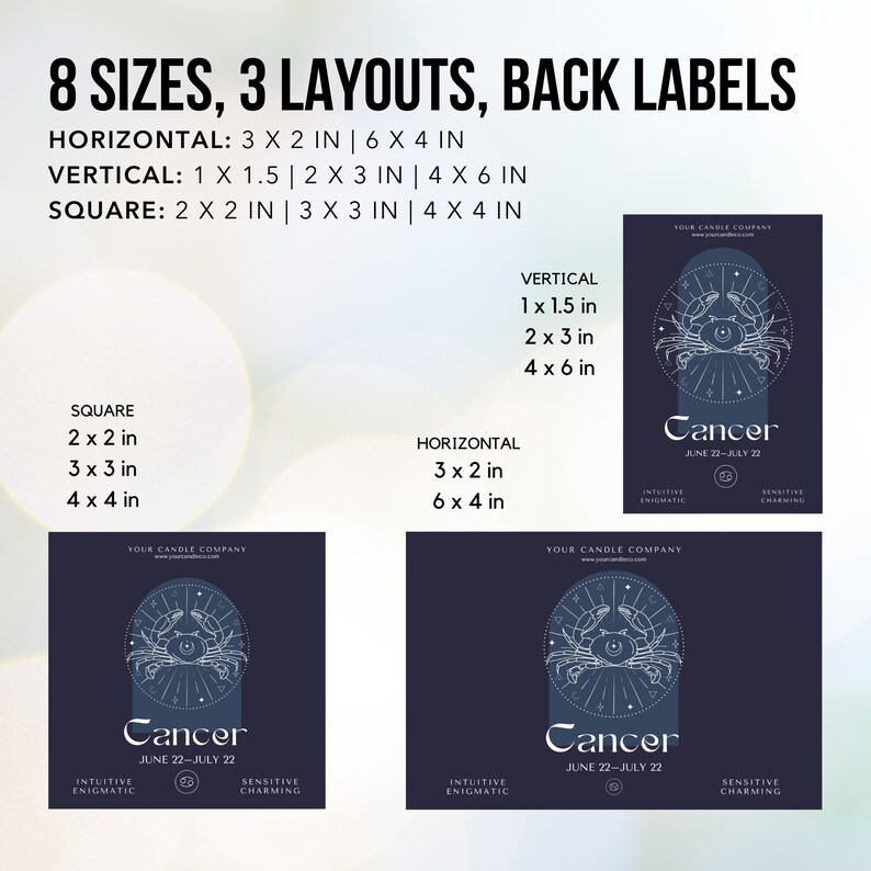 Zodiac Editable Canva Candle Label Template | Astrology Label Design ...