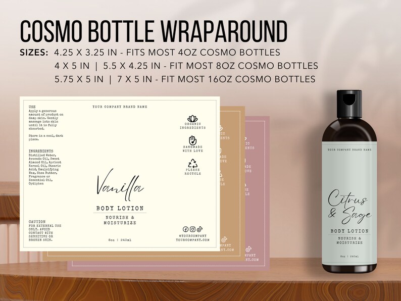 Soft Boho Editable Canva Bottle Label Template | Boston and Cosmo ...