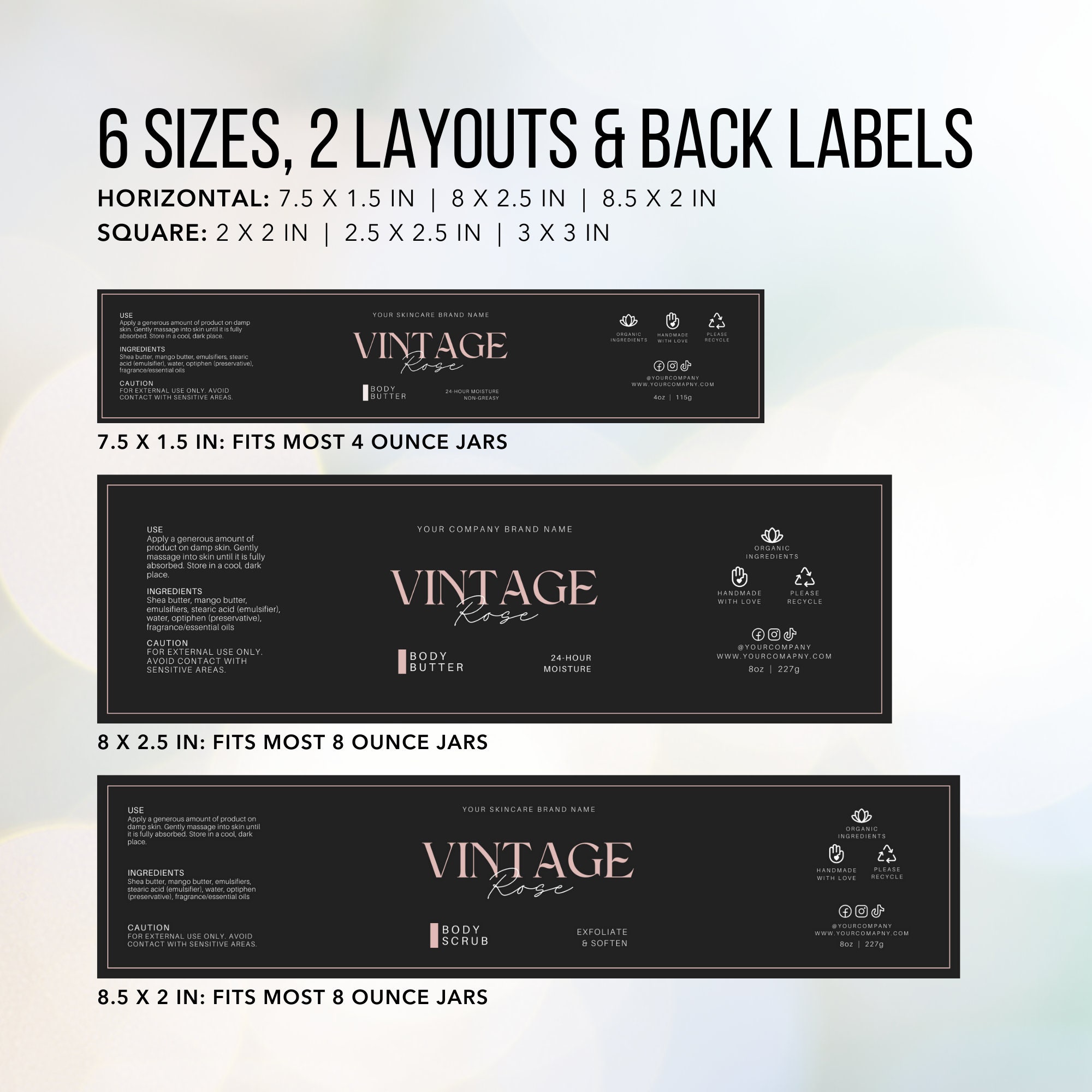 Elegant Editable Canva Jar Label Template | Skincare and Cosmetics ...