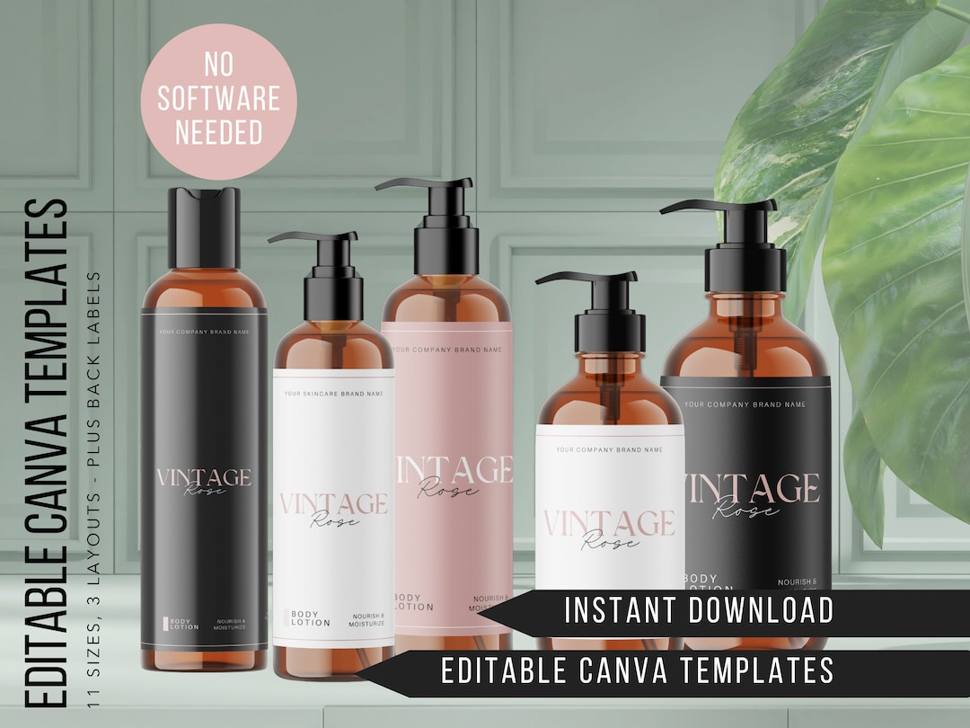 Elegant Editable Canva Bottle Label Template | Boston and Cosmo Designs ...