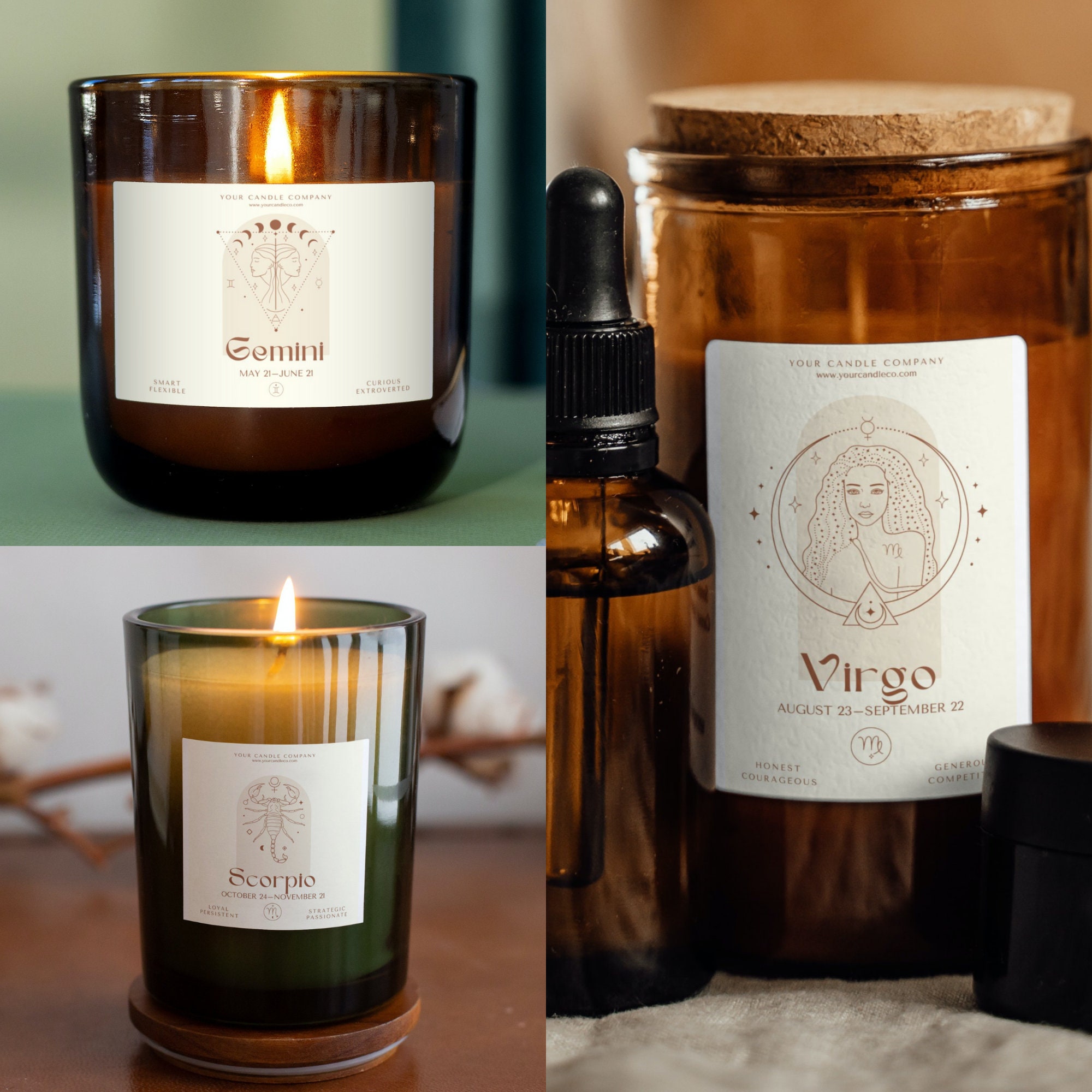 Zodiac Editable Canva Candle Label Template Astrology Label Design ...