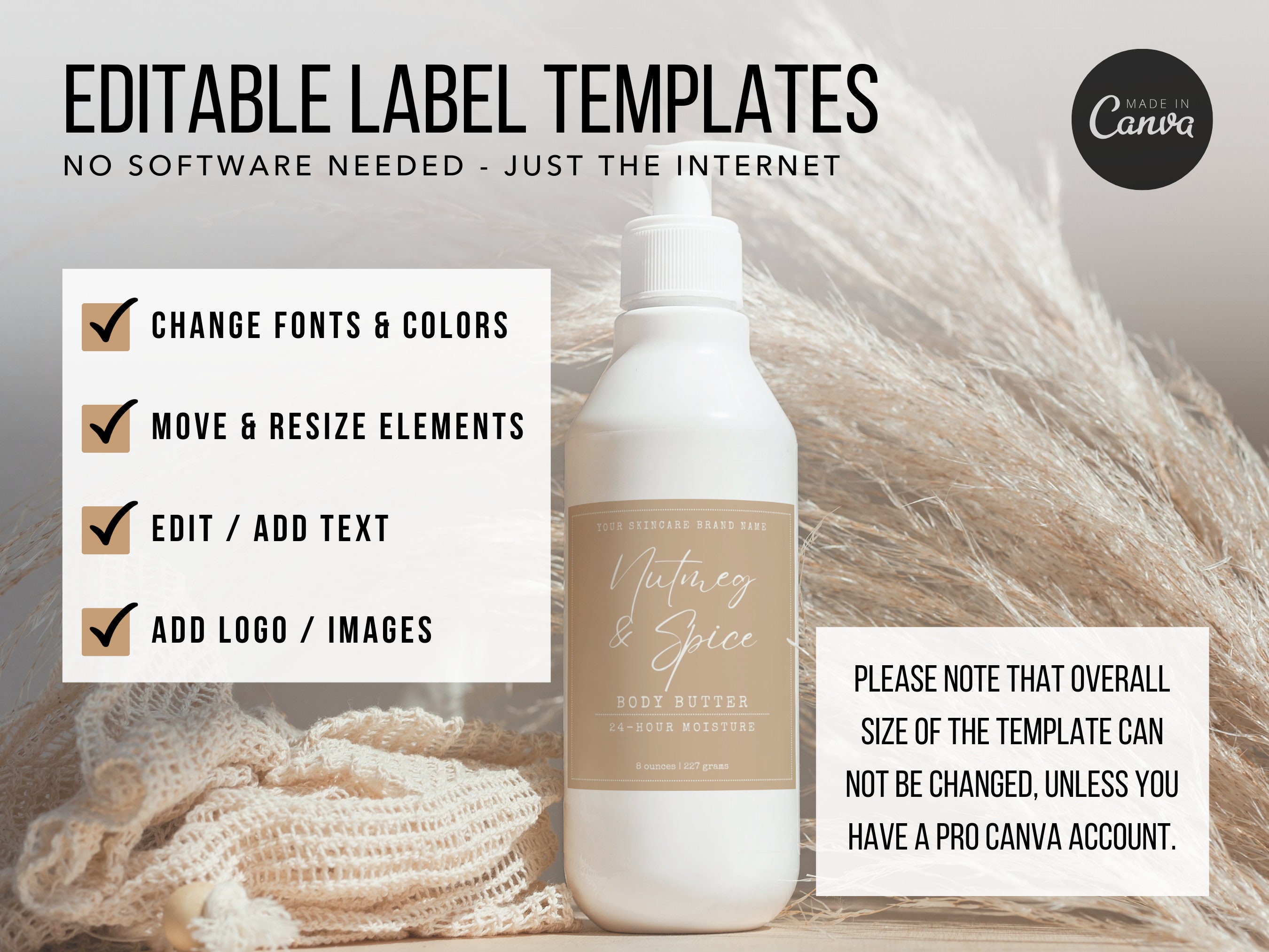 Soft Boho Editable Canva Bottle Label Template | Boston and Cosmo ...