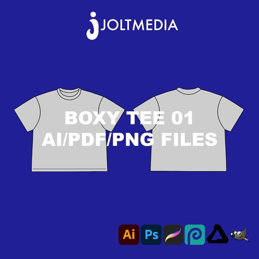 Streetwear Boxy T Shirt Mockup Tech Pack Procreate Template - Etsy