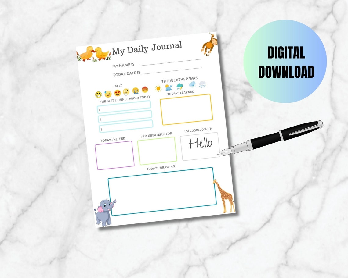 Kids Daily Journal Printable Journal for Kids Diary for Children Kids ...