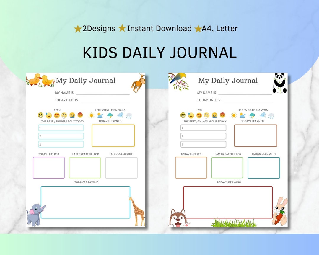 Kids Daily Journal Printable Journal for Kids Diary for Children Kids ...