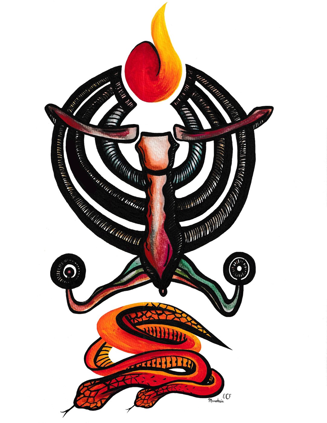 Ribs and Snake, Anatomy Art Print, Watercolor Painting, Wildlife ...