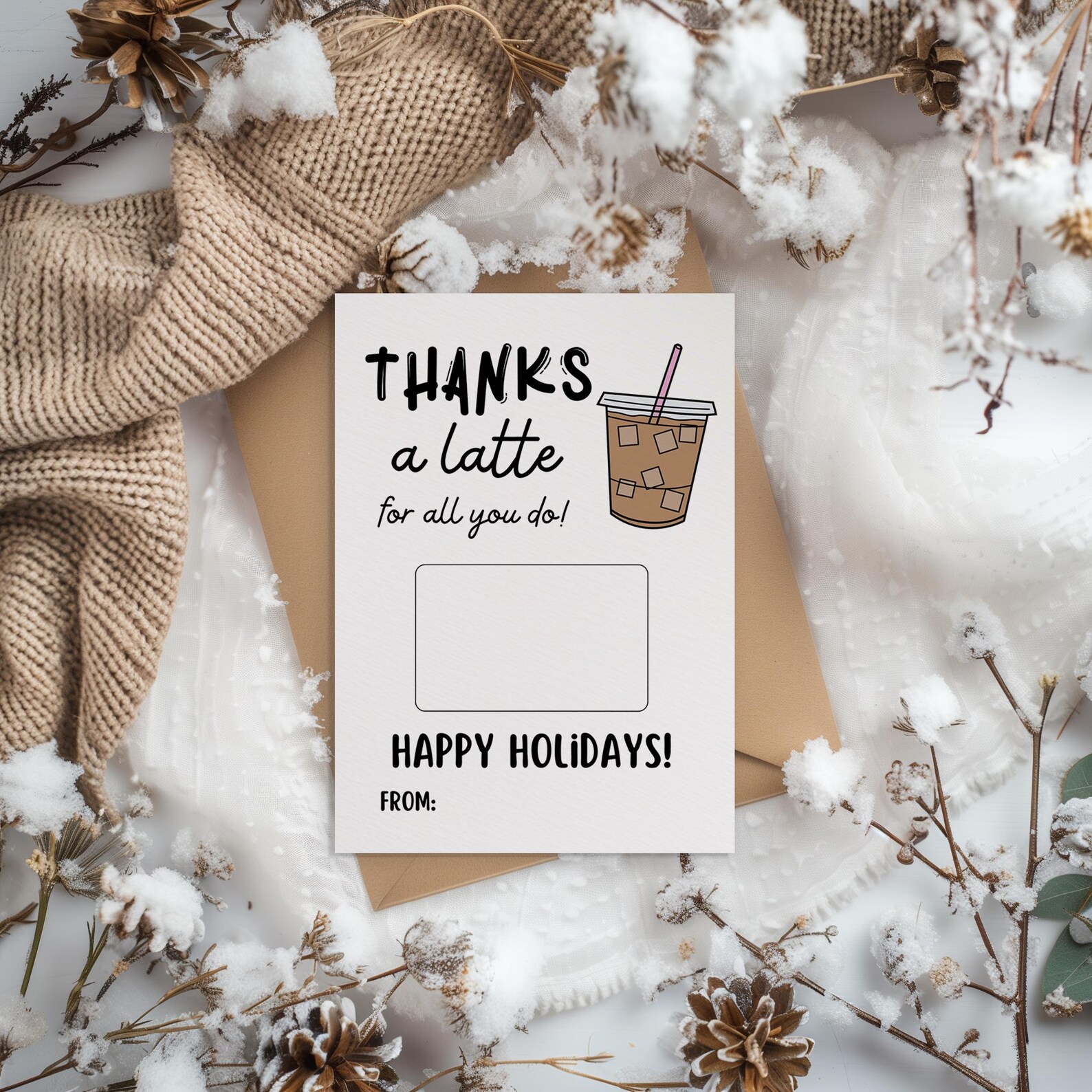 Thanks A Latte Gift Card Holder Canva Template, Fall Coffee Gift Card ...
