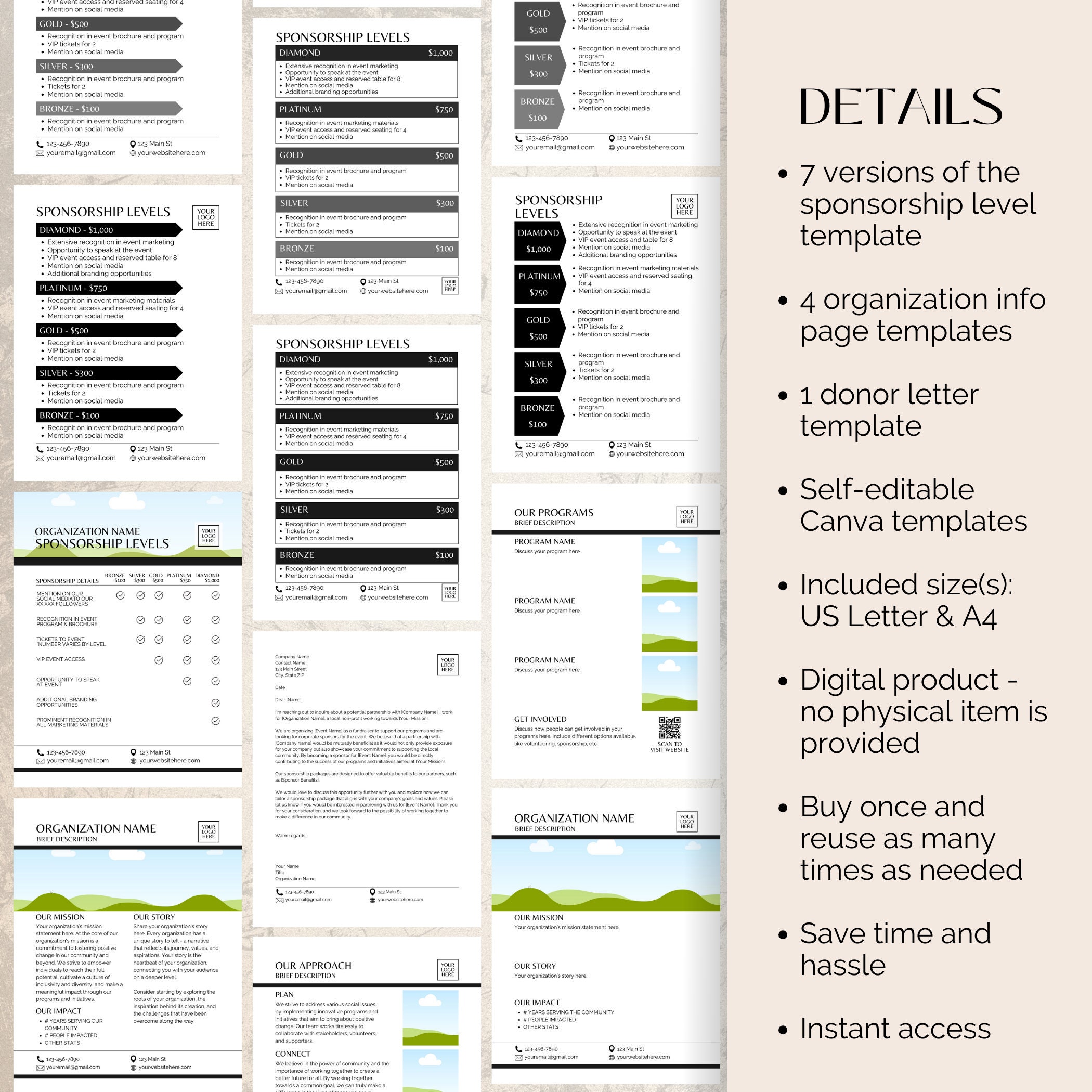 Sponsorship Levels Template, Nonprofit Event Sponsorship Package ...