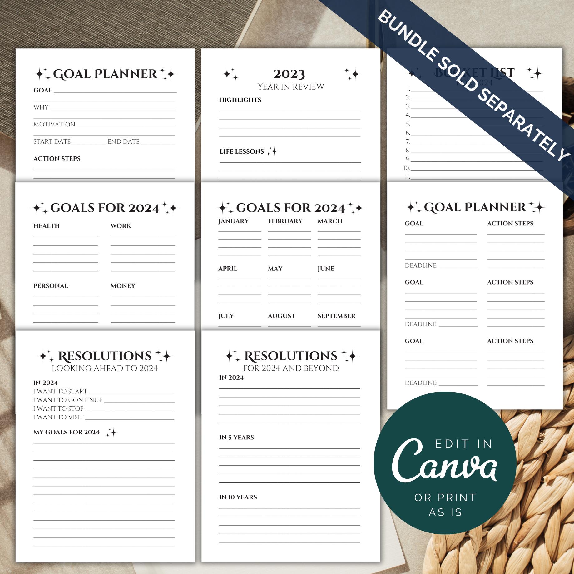 Smart Goal Planning Worksheets Canva Template, Goal Setting for Teens ...